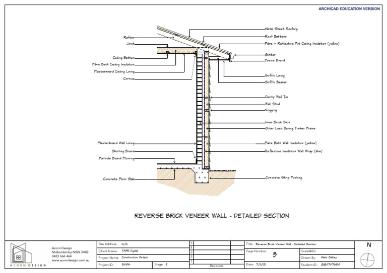 3 Reverse Brick Veneer Wall - Detailed Section | PDF | Wall | Framing ...
