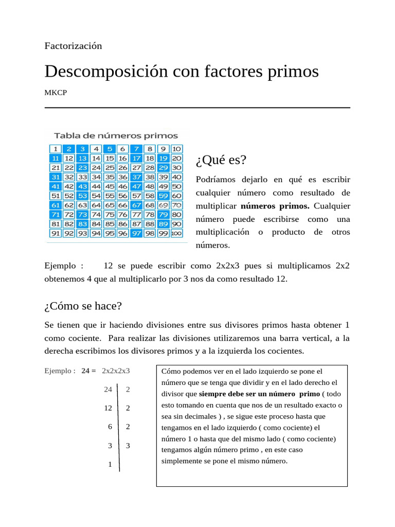 Descomposición en Factores Primos | PDF