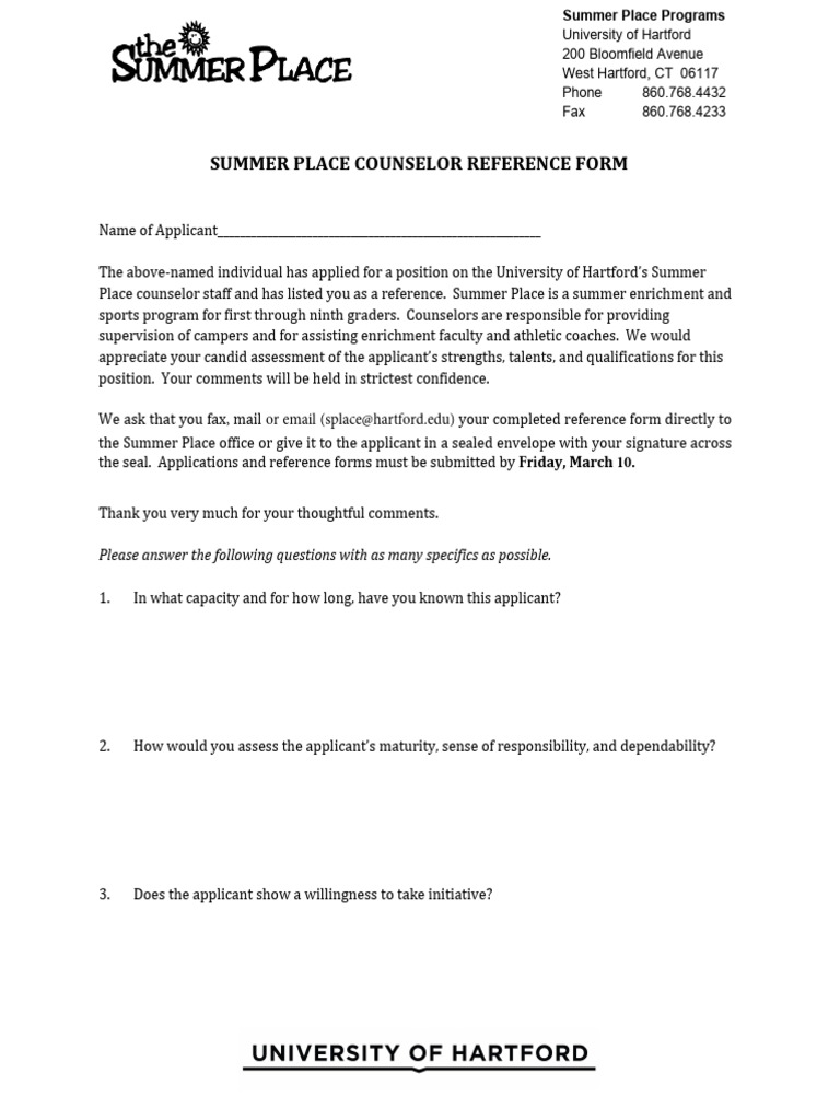 Counselor Reference Form | PDF