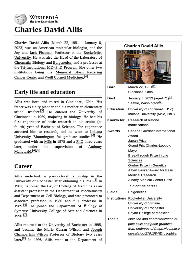 Charles_David_Allis | PDF | Histone | Molecular Biology