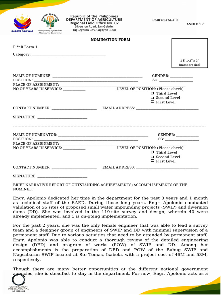 PRAISE 2023 Nomination Form | PDF