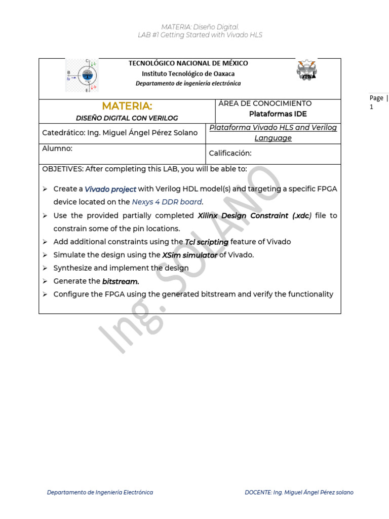 LAB#0 Getting started with vivado | PDF | Field Programmable Gate Array | Hardware Description ...