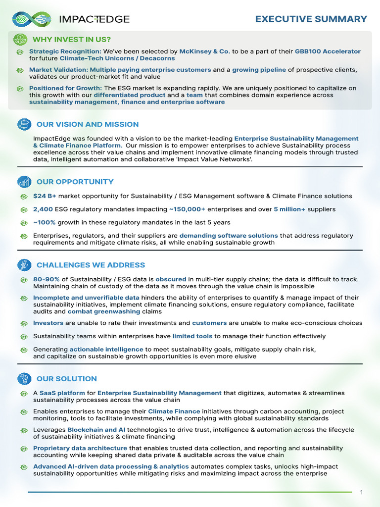 ImpactEdge Investor Brief - SAFE | PDF | Supply Chain | Sustainability