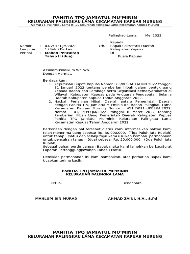 SPJ 2 TAhap Tpq Jamiatul Mu'Minin | PDF