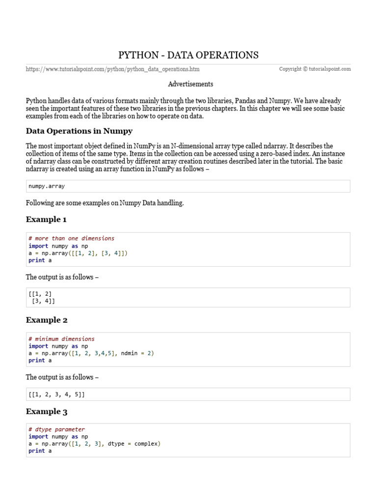 1python Data Operations Pdf Computer Programming Software Engineering 3483