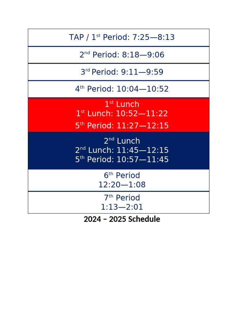 2024 -2025 Bell Schedule 2 | PDF