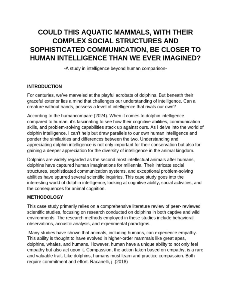 Dolphin Intelligence: A Comparative Study | PDF | Intelligence | Dolphin