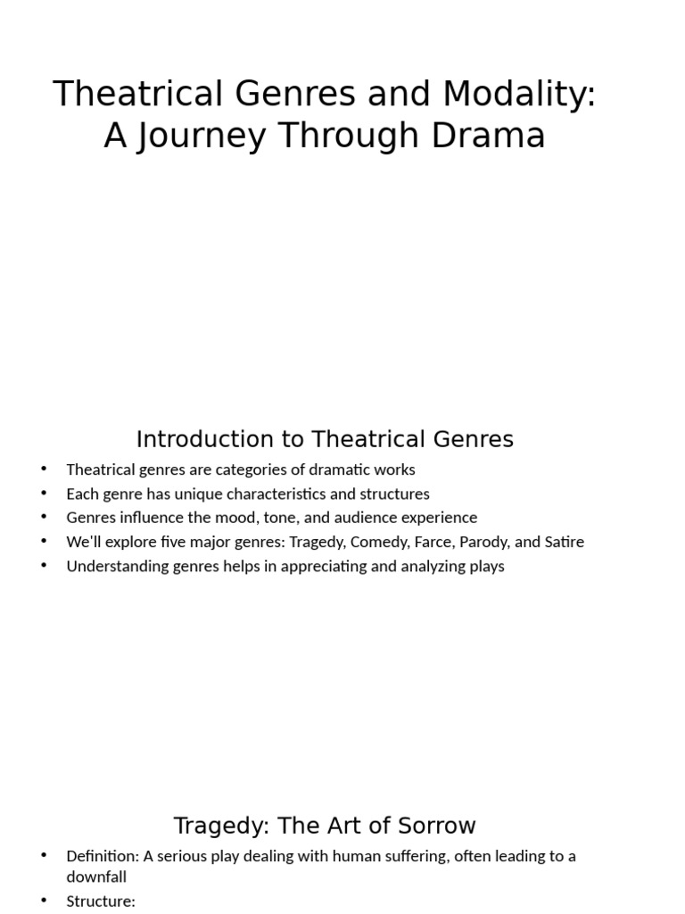 Theatrical Genres and Modality A Journey Through Drama | PDF | Comedy ...