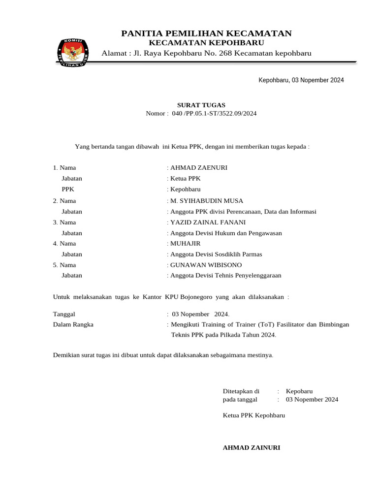 Surat Tugas 03 Nop | PDF