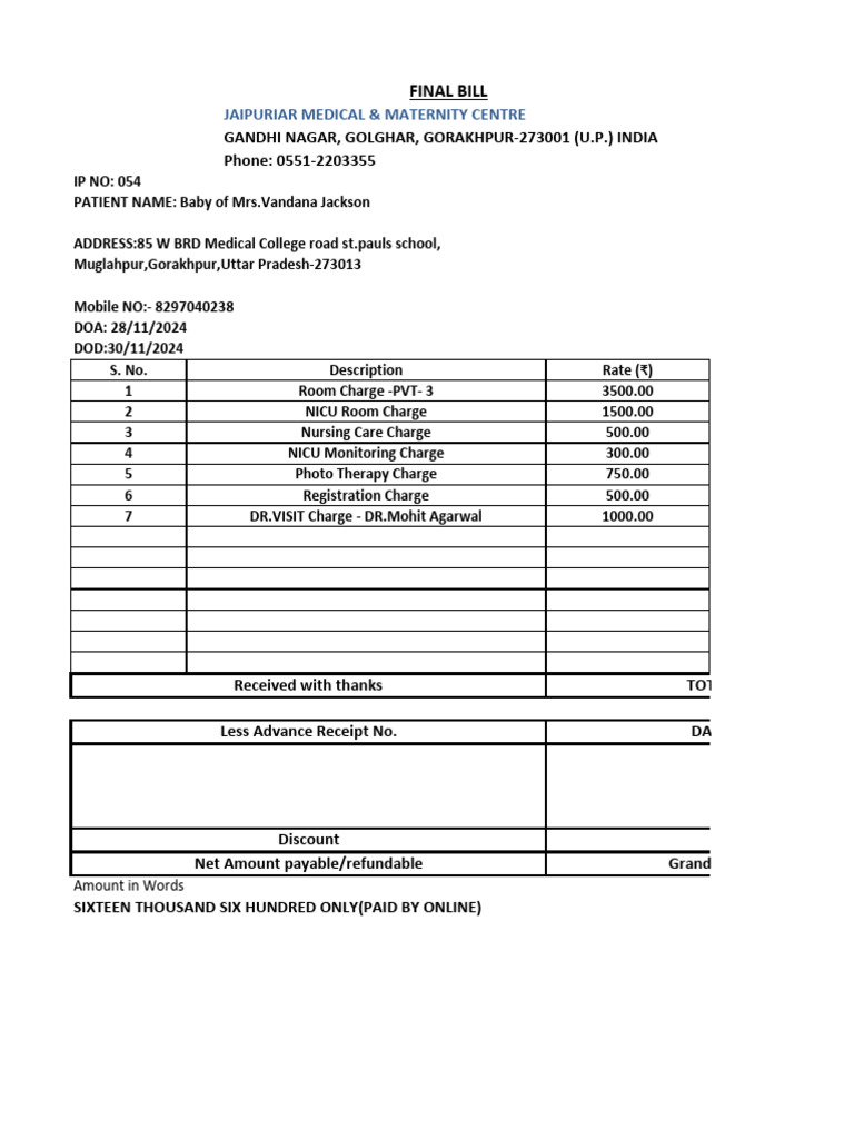 PDF_Sample Medical Bill Format | PDF
