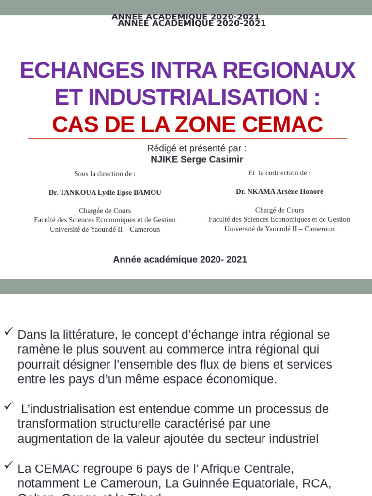 Effets des Échanges Intra-CEMAC sur l'Industrie | PDF | Produit intérieur brut | Économie