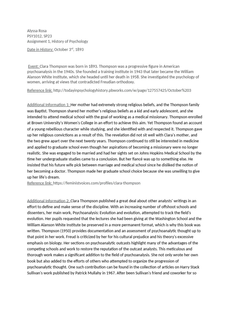 Assignment 1-Psychology | PDF | Psychoanalysis | Psychology