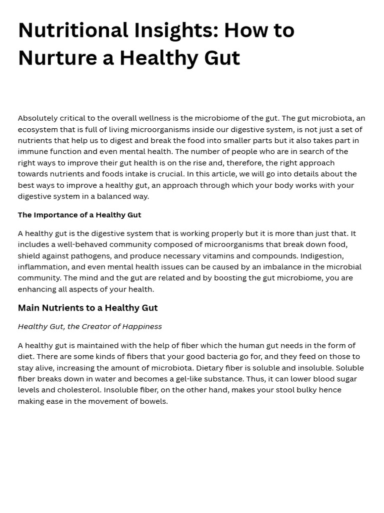 Nutritional Insights How To Nurture A Healthy Gut - Compressed | PDF ...