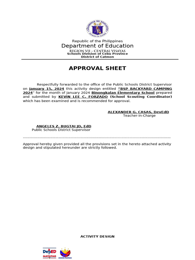 TES_BSP_APPROVAL-SHEET | PDF | Scouting