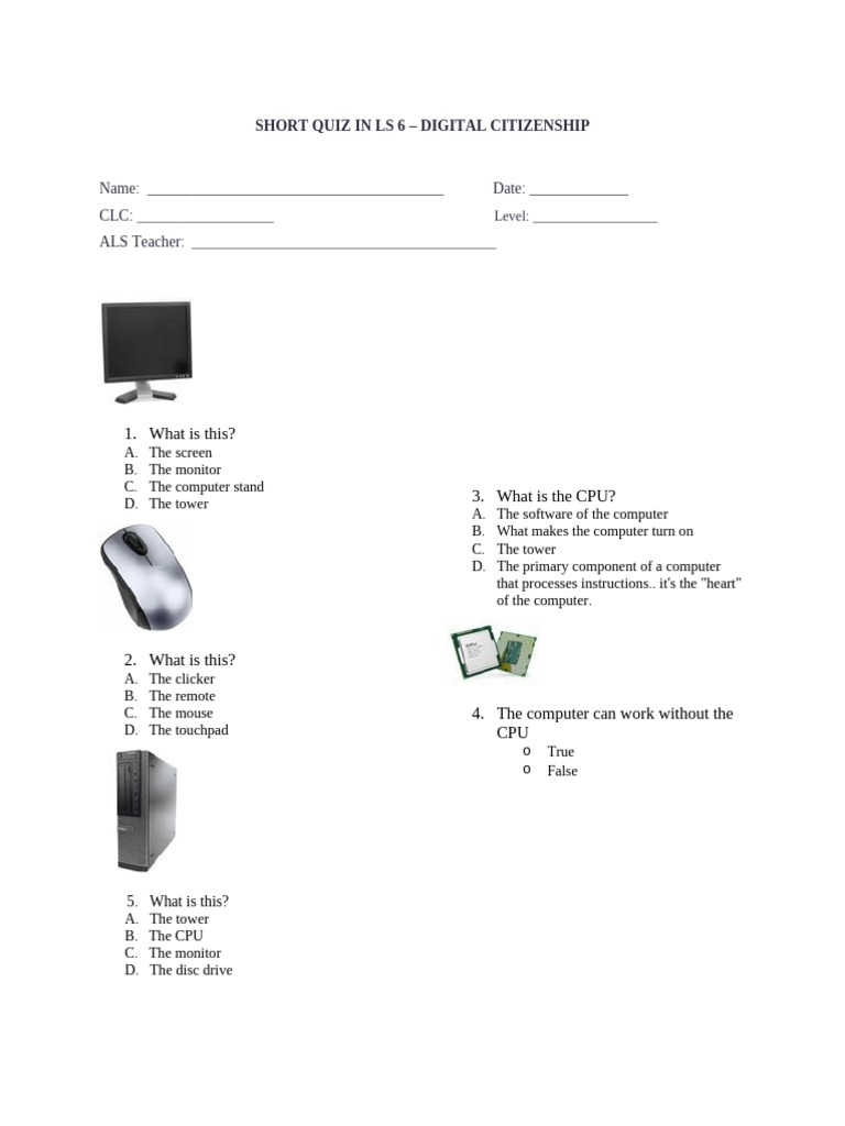 Digital Citizenship Quiz | PDF
