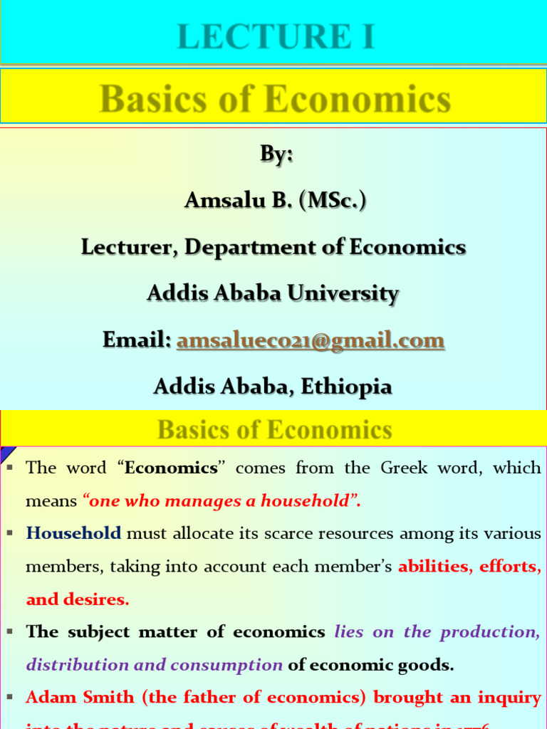 Lecture 1, Introduction To Economics | PDF | Economics | Economic System