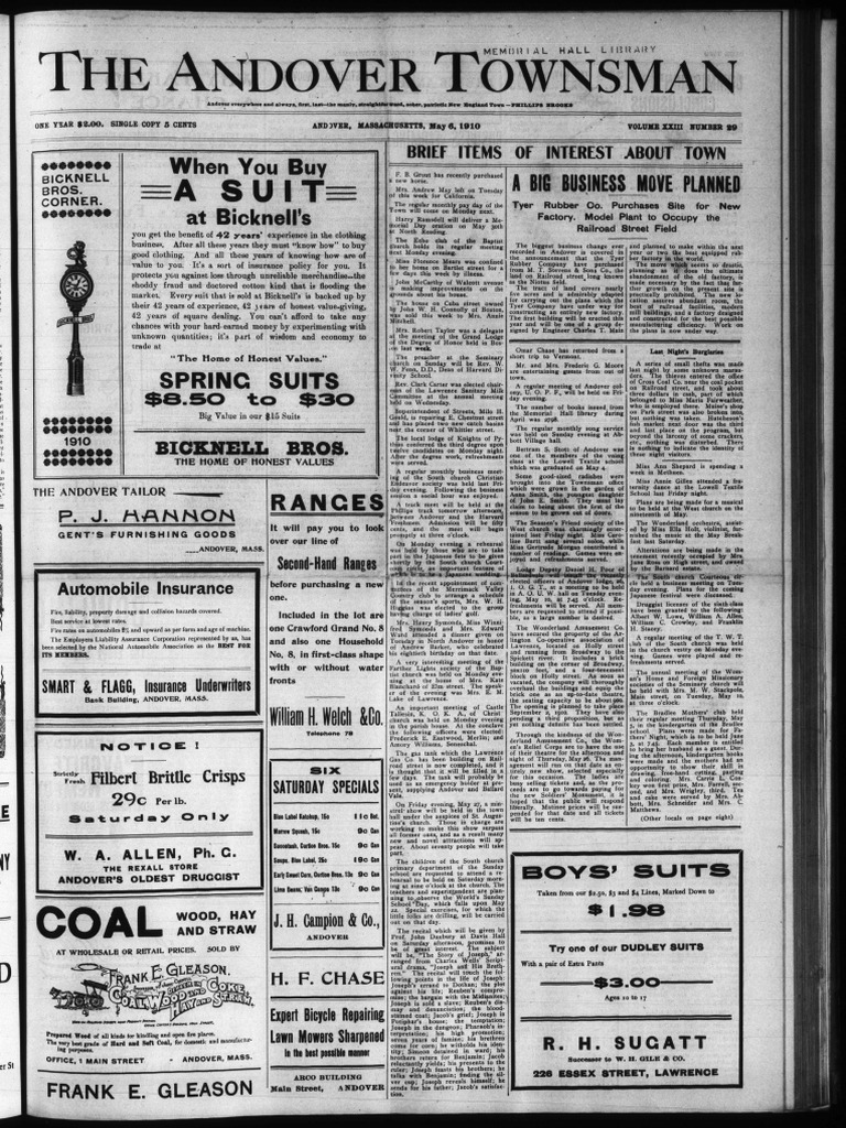 Andover Townsman May 1910 Highlights | PDF
