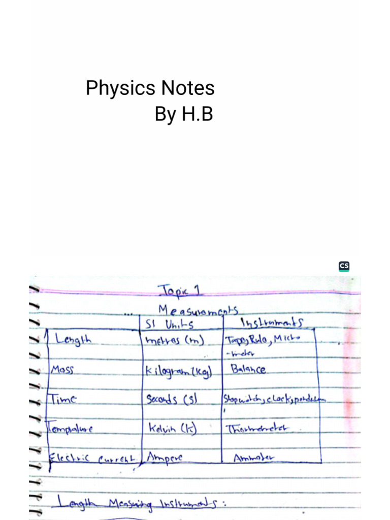 Physics Notes by H.B(2) | PDF