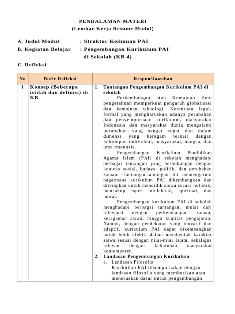 Resume Struktur Keilmuan Pai Kb.4 | PDF