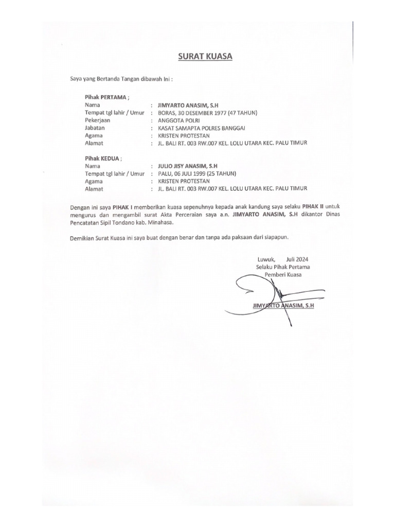 Surat Kuasa | PDF