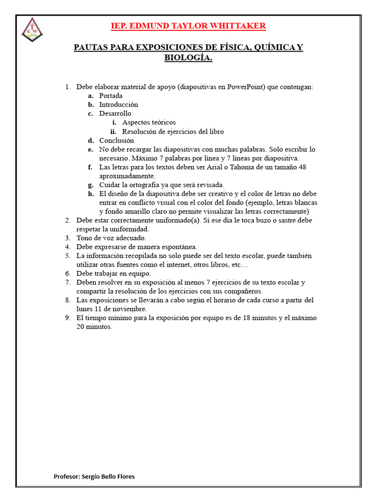 Pautas para Exposiciones de Ciencias | PDF