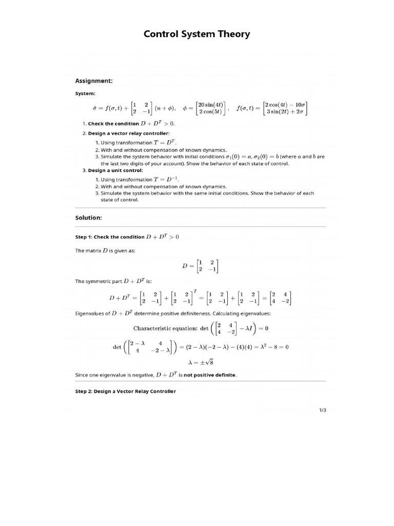 Control System Theory | PDF