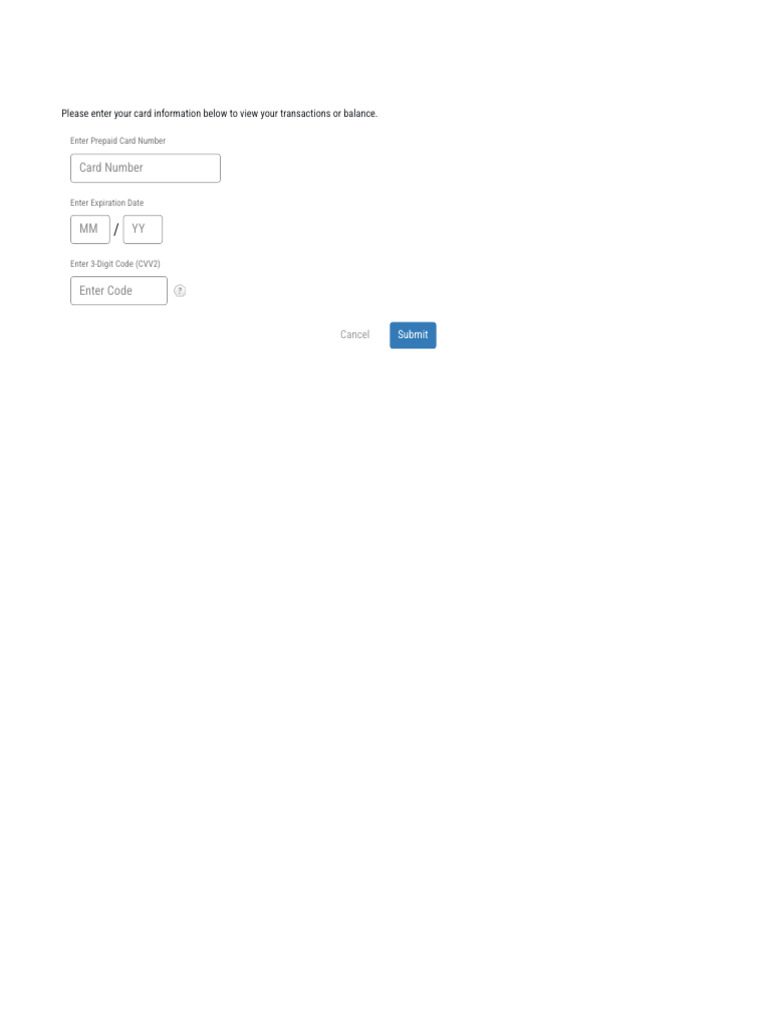 Prepaid Card Balance Check Form | PDF