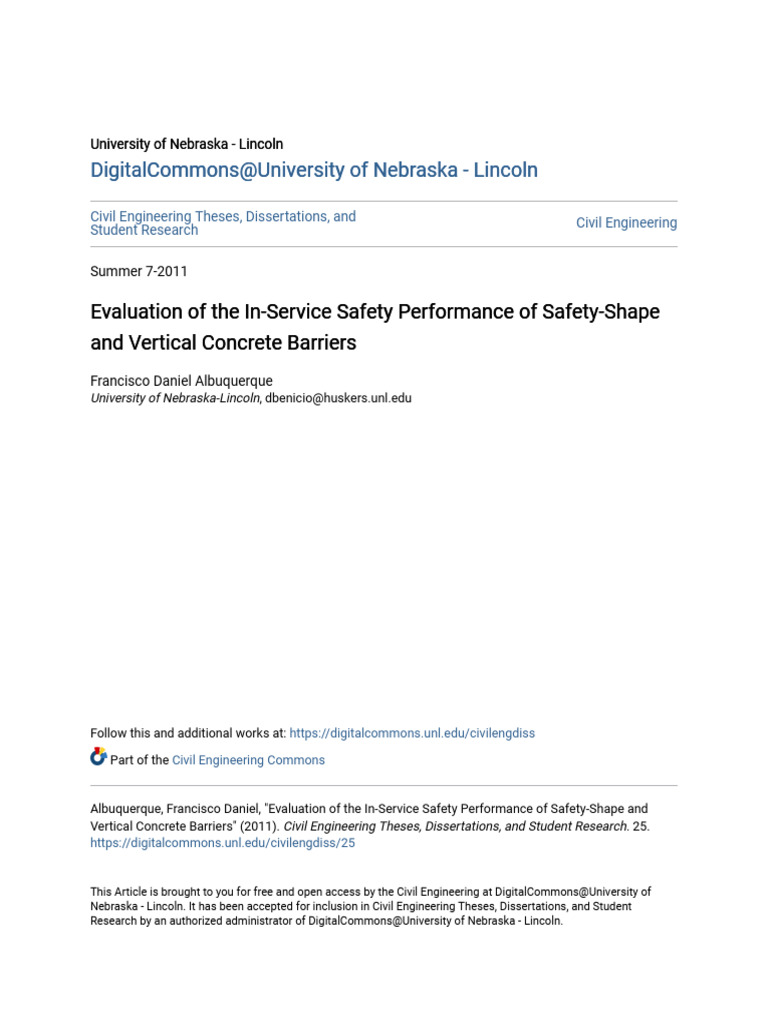 Evaluation of The In-Service Safety Performance of Safety-Shape A | PDF ...