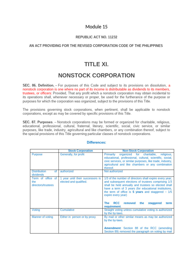 Module-15-Non-Stock-Close-Corporation | PDF | Stocks | Corporations