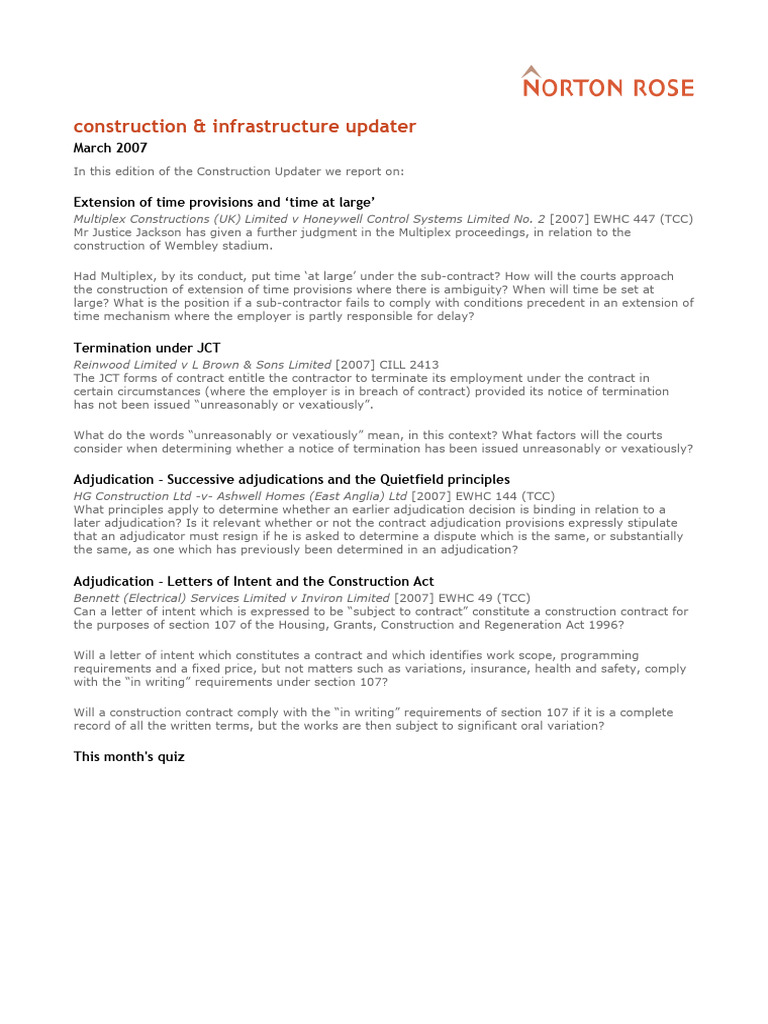 Extension of Time Provisions and Time at Large | PDF | Adjudication ...