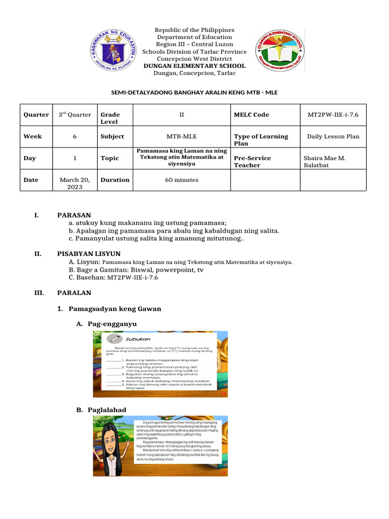Lp in MTB-MLE Week 6 | PDF