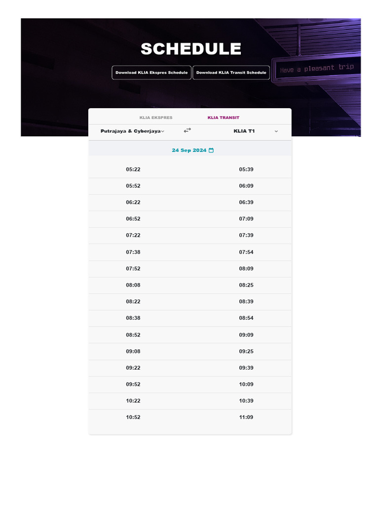 KLIA Ekspres & KLIA Transit Schedules _ Check Train Times (2) | PDF