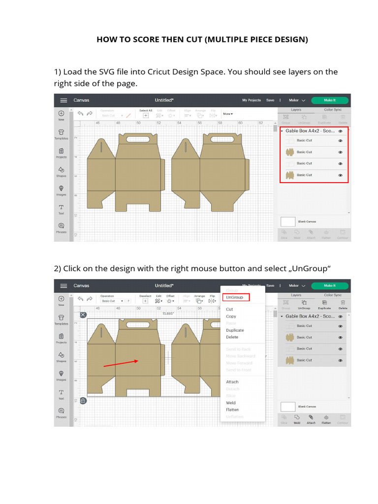 Score Then Cut Manual Multi Piece Design | PDF