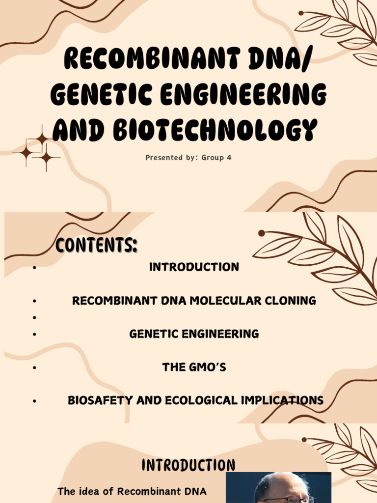 Recombinant Dna Genetic Engineering and Biotechnology | PDF | Molecular ...