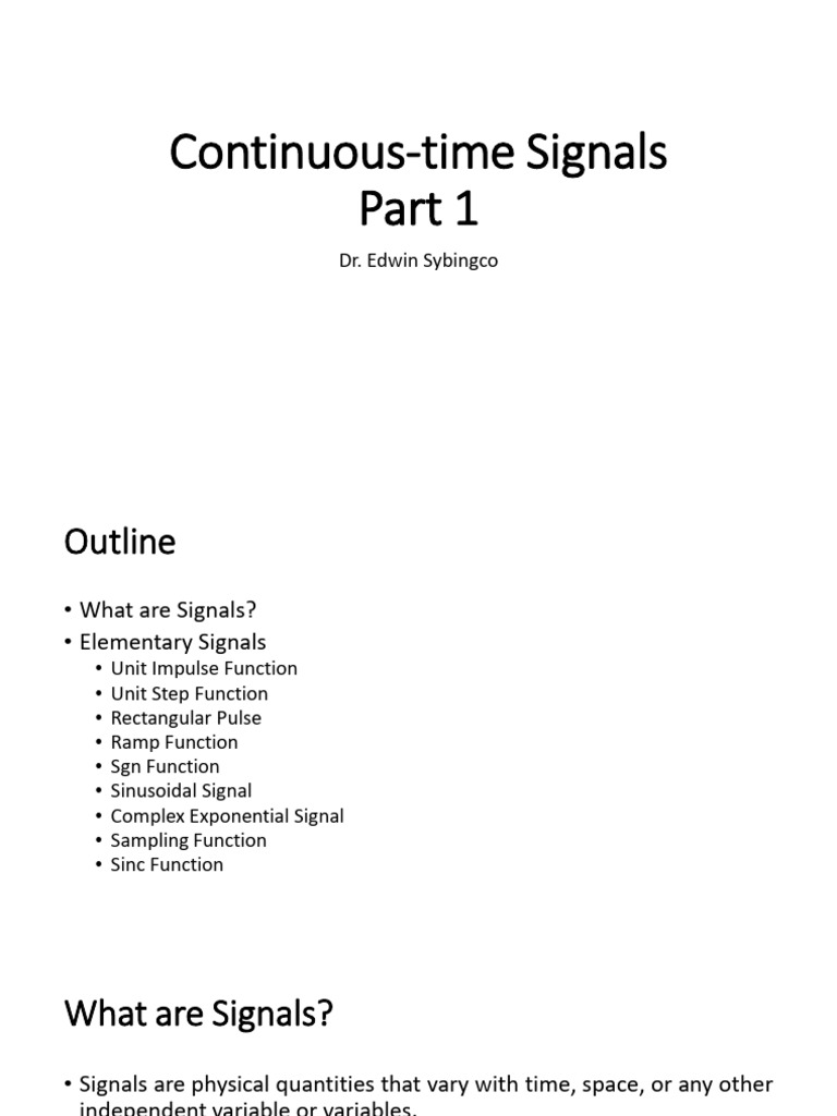 Understanding Continuous-Time Signals | PDF | Function (Mathematics ...