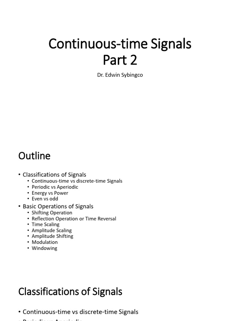 Signals and Systems Part 2-1 | PDF | Discrete Time And Continuous Time | Telecommunications ...