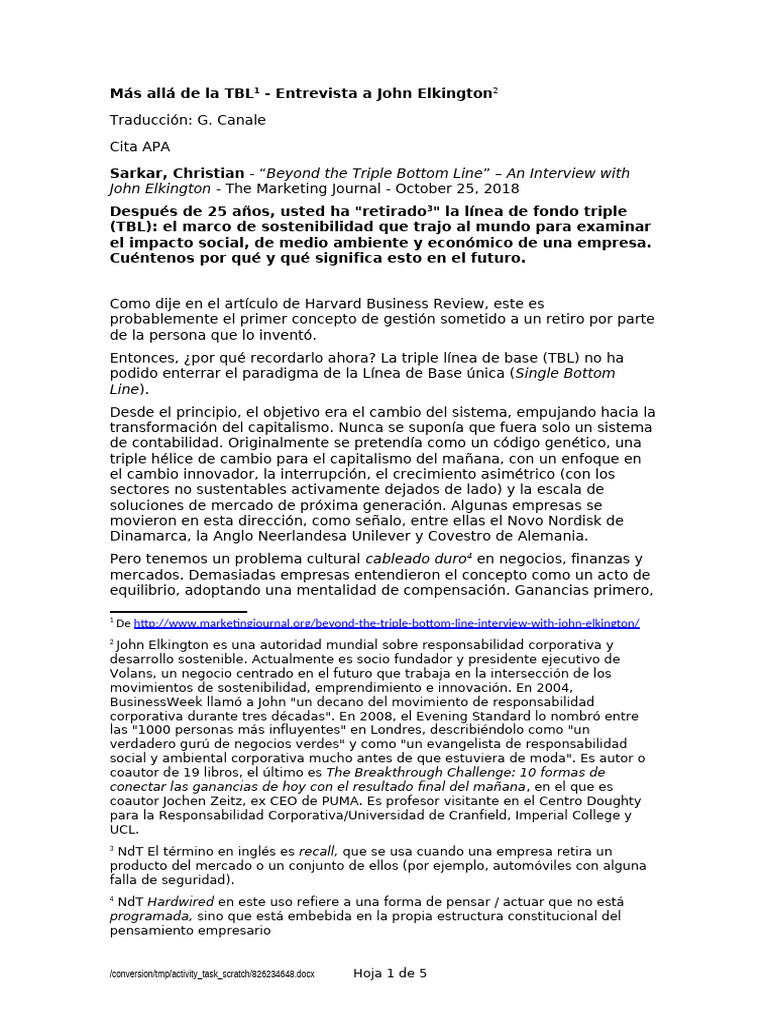 Entrevista a John Elkington sobre TBL | PDF | Capitalismo | foro ...