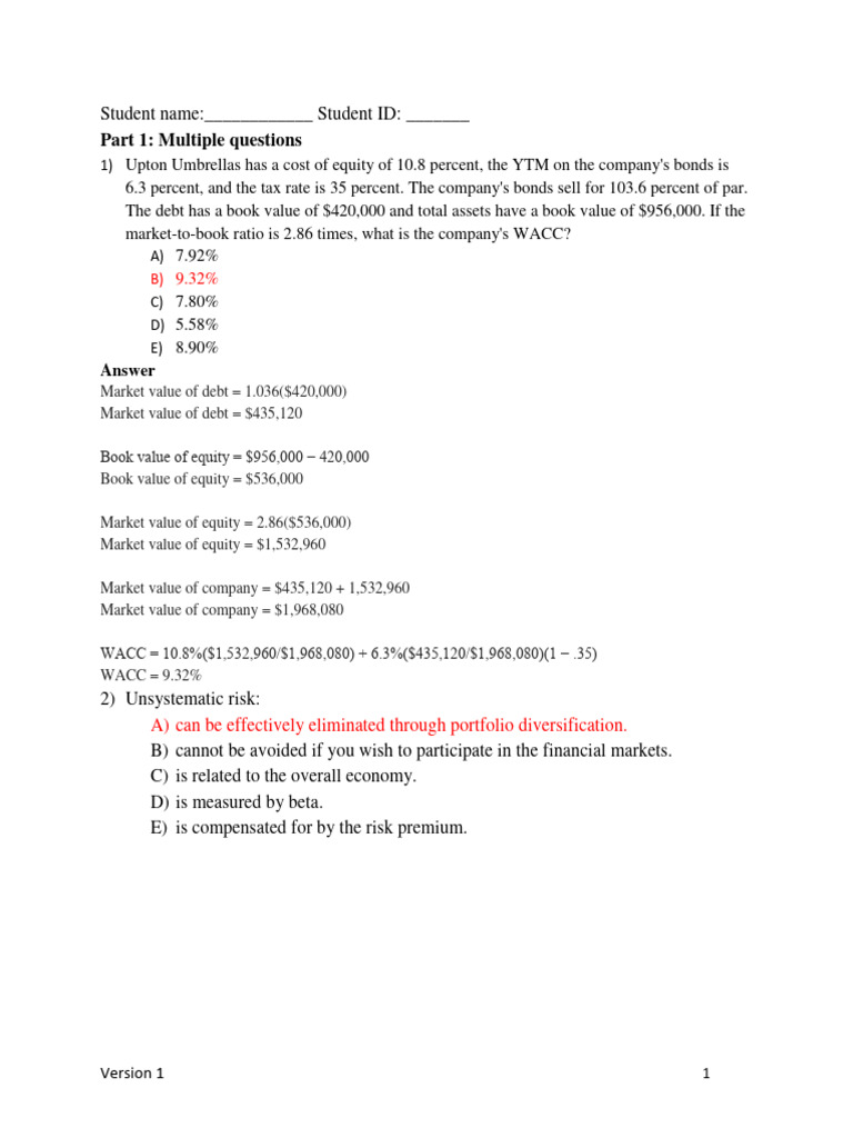 Mock Test 2 - Solutions | PDF | Depreciation | Bonds (Finance)
