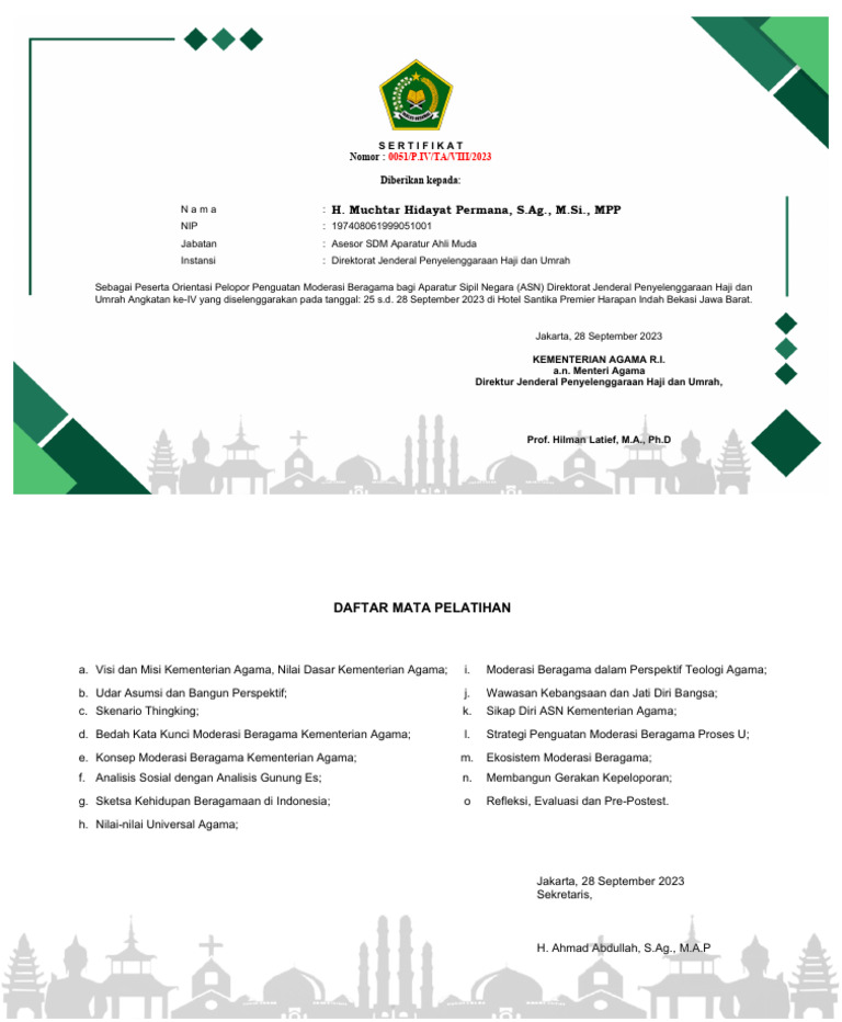 Draft Sertifikat Orientasi MB | PDF