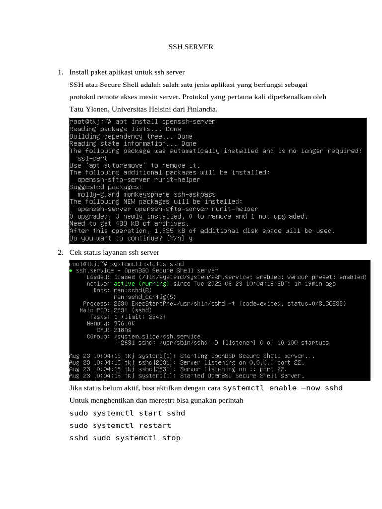 Konfigurasi SSH Server di Debian 11 | PDF