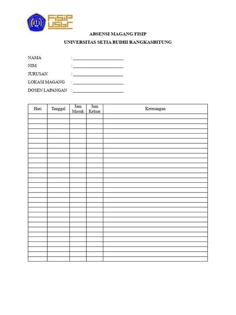 Absensi Magang Fisip | PDF
