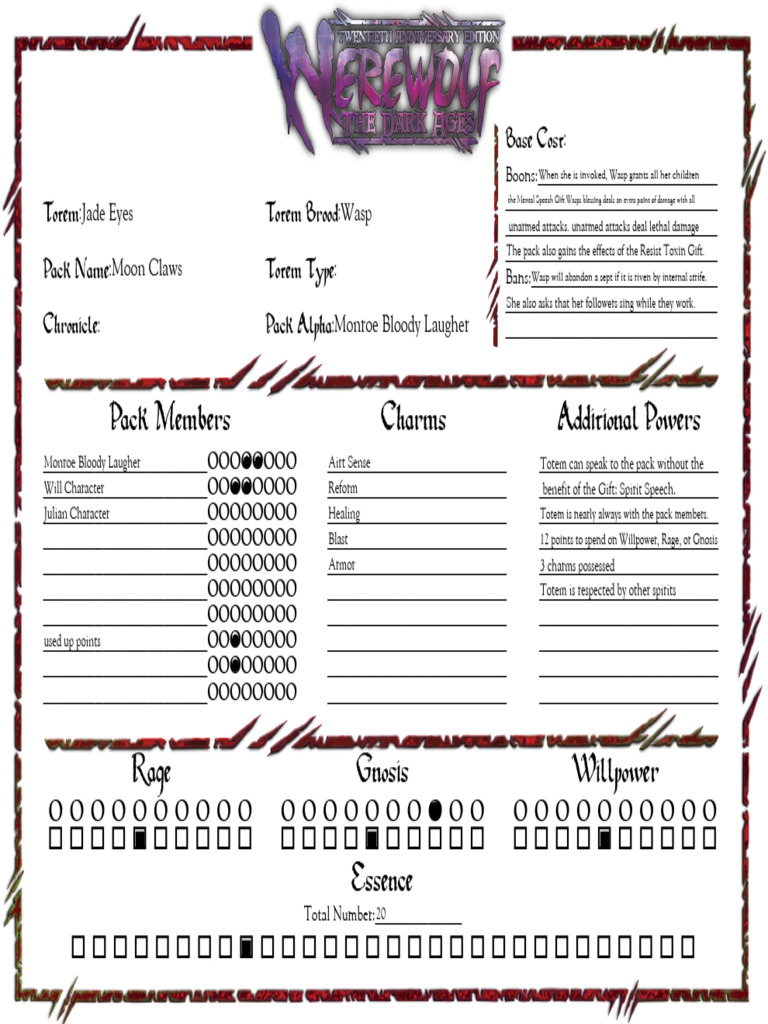 Wasp Totem Spirit Sheet | PDF