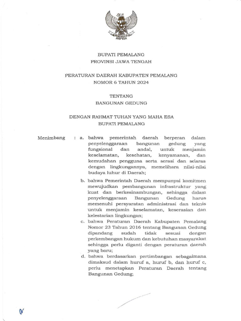 Perda No 6 Tahun 2024 Tentang Bangunan Gedung (DPU TR) | PDF