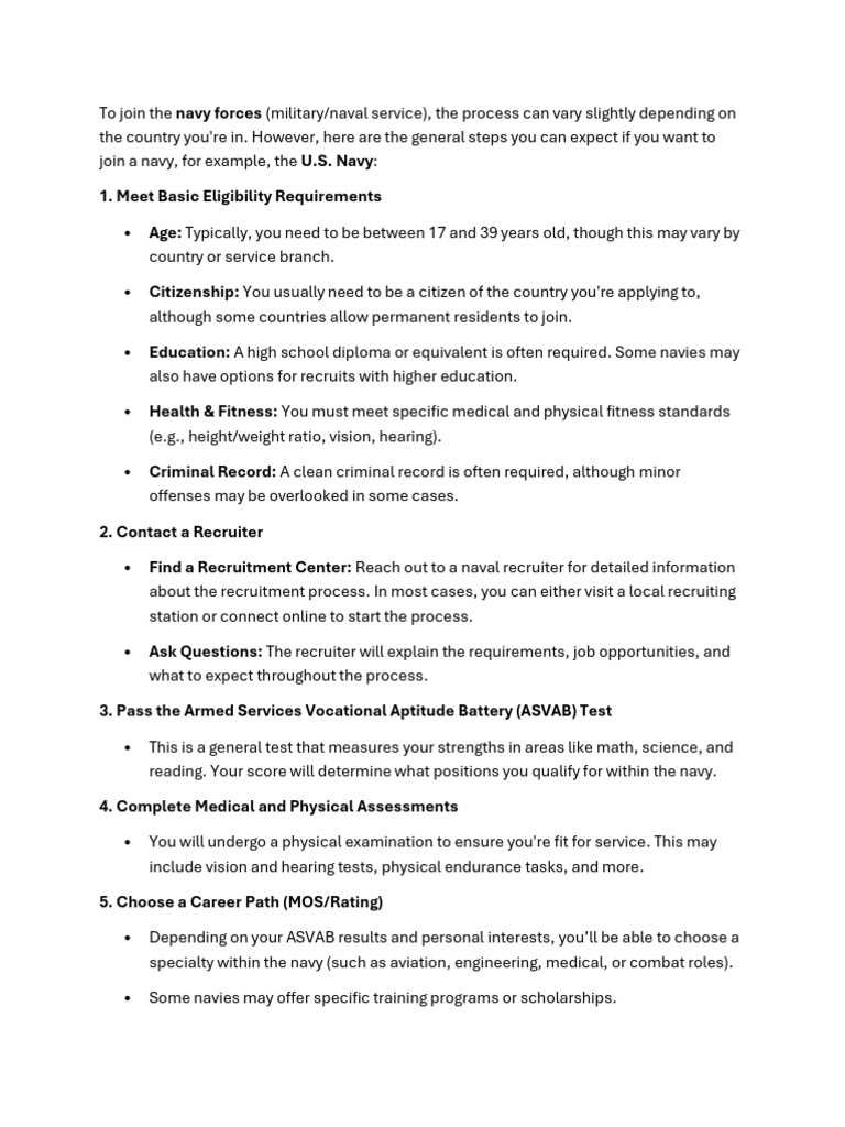 To join the navy forces | PDF