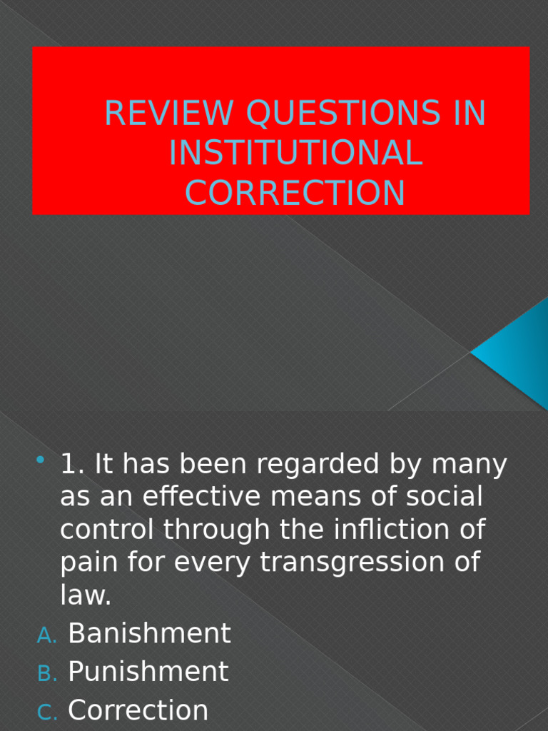 1 Review Questions in Institutional Correction | PDF | Prison | Rehabilitation (Penology)