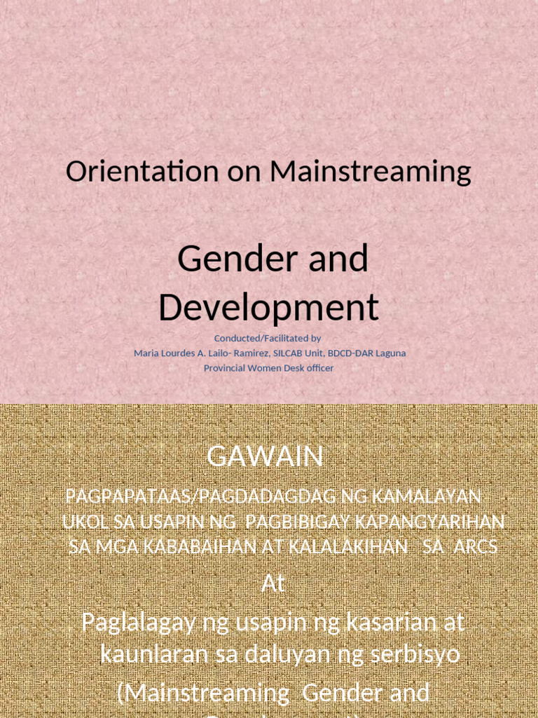 Orientation On Mainstreaming GAD | PDF