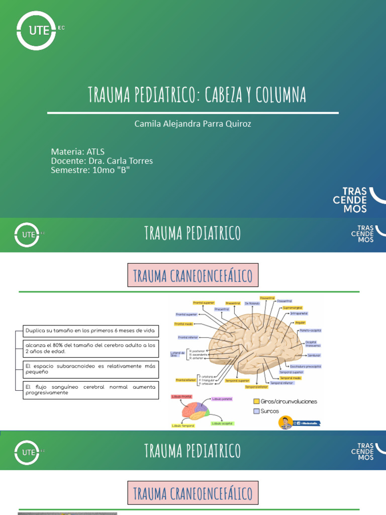 Trauma Pediátrico: Cabeza y Columna | PDF | Lesión cerebral traumática ...