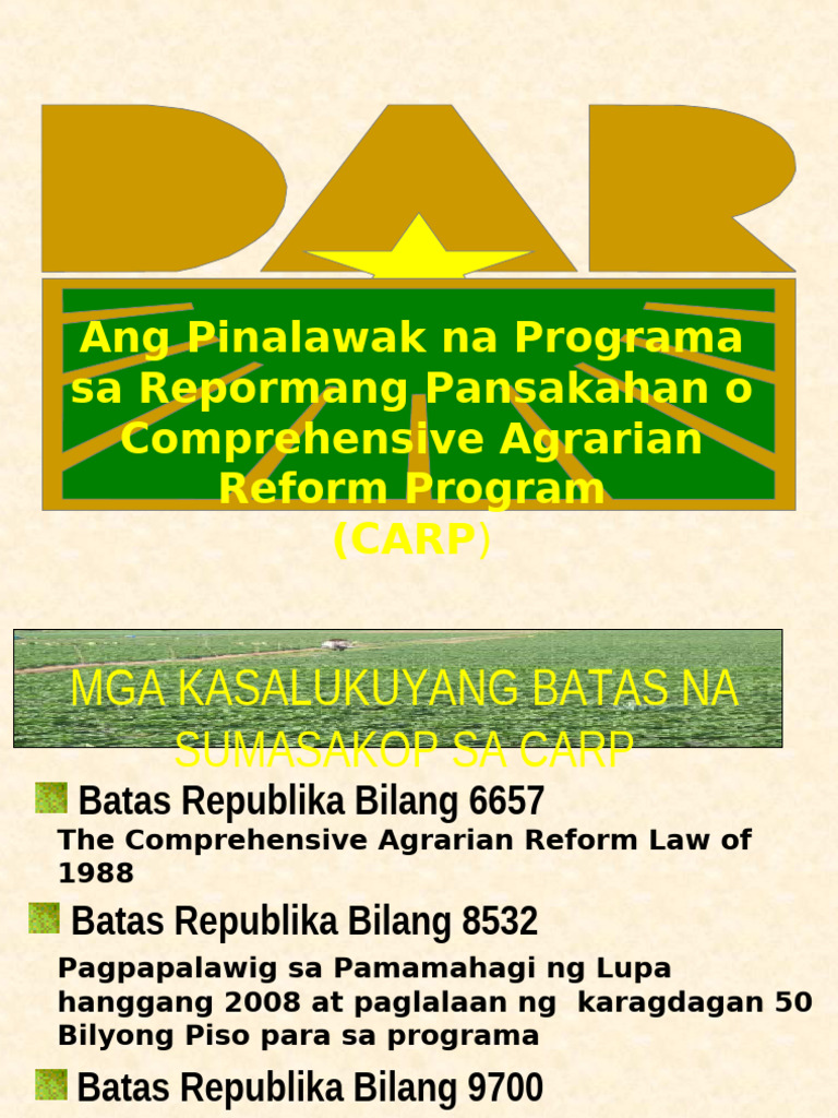 CARPER framework tagalog version | PDF | Philippines | Land Law