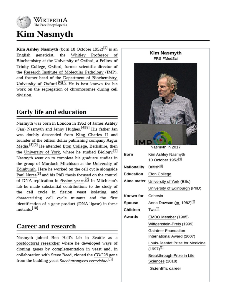 Kim_Nasmyth | PDF | Biochemistry | Chemistry