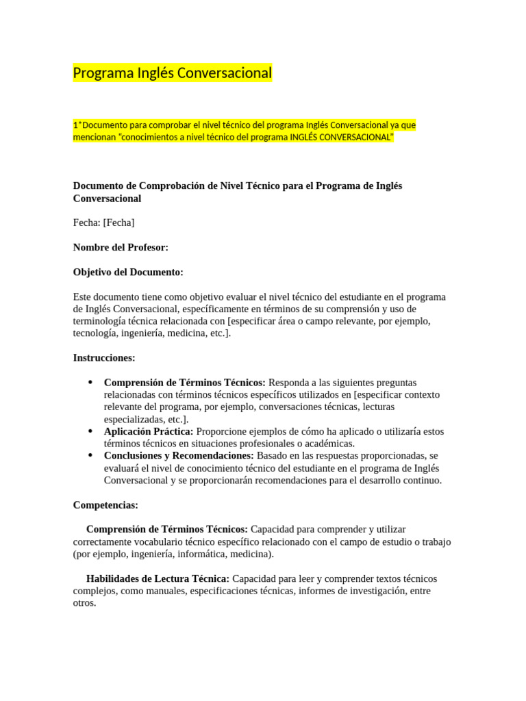 Documento de Ingles Tecnico | PDF | Sistema internacional de pruebas de idioma inglés